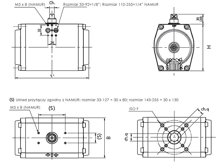 Пневмопривод для кранов, четвертьповоротный одностороннего действия, 8 ...